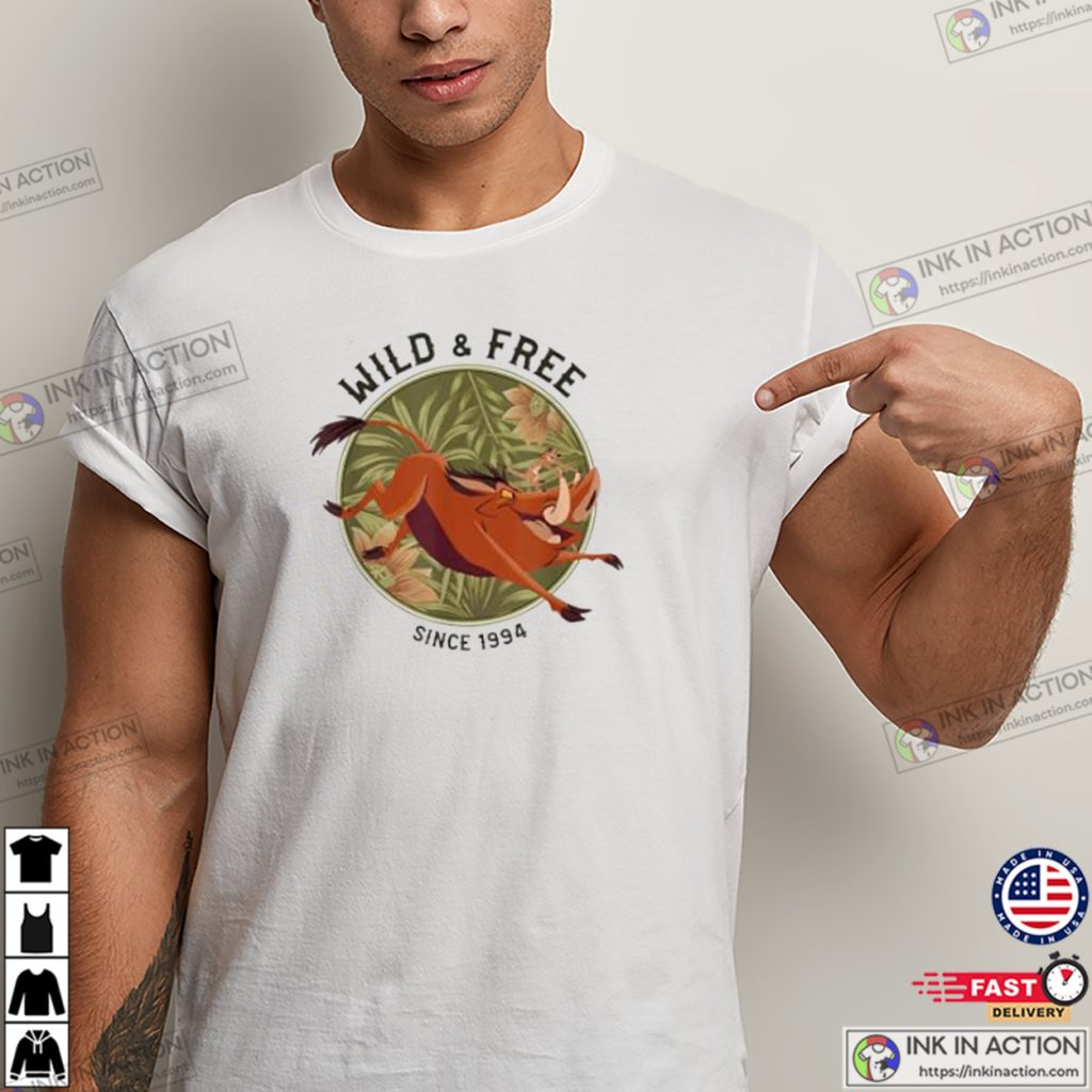 Disney The Lion King Timon Pumbaa Wild & Free Since 1994 T-Shirt ...