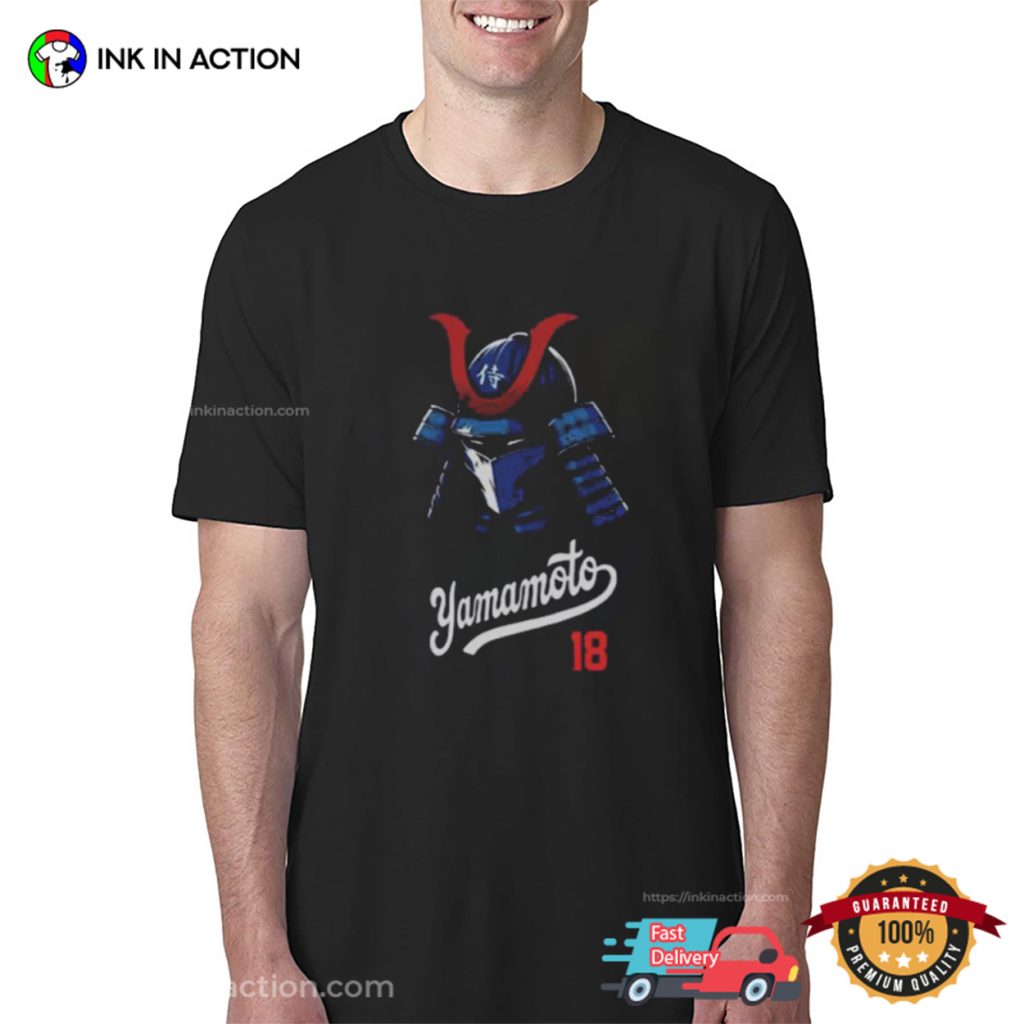 Yoshinobu Yamamoto 18 Samurai Los Angeles Dodgers Tee - Print your ...