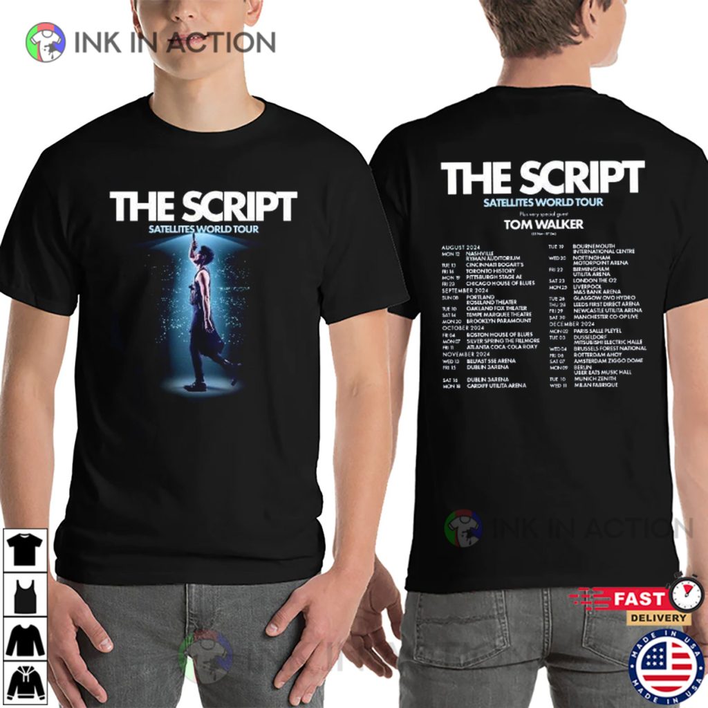 2024 The Script Rock Band World Tour Schedules 2 Sided T-shirt - Print ...