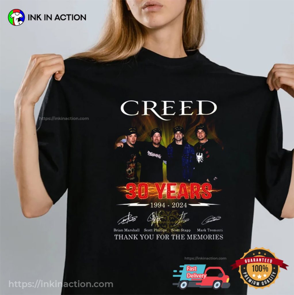 Creed Band 30 Years Anniversary 1994 2024 Signatures T-shirt - Print ...