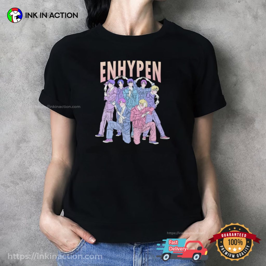 ENHYPEN Korean Boy Band Heart Hand Sign Graphic Tee - Print your ...