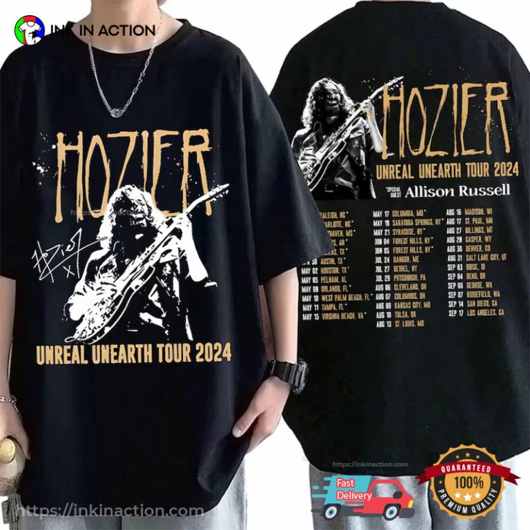 Hozier Unreal Unearth Tour Vintage Graphic Signature T-Shirt - Print ...