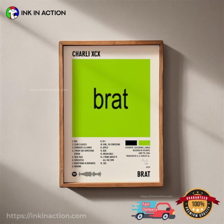 Charli XCX Brat Album Cover Tracklist Wallart - Print your thoughts ...