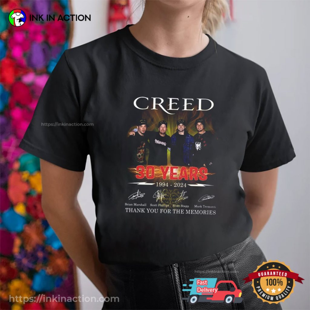 Creed Band 30th Anniversary Signatures T-shirt - Print your thoughts ...