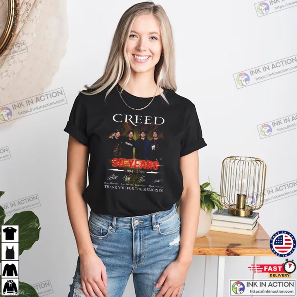Creed Band 30th Anniversary Signatures T-shirt - Print your thoughts ...