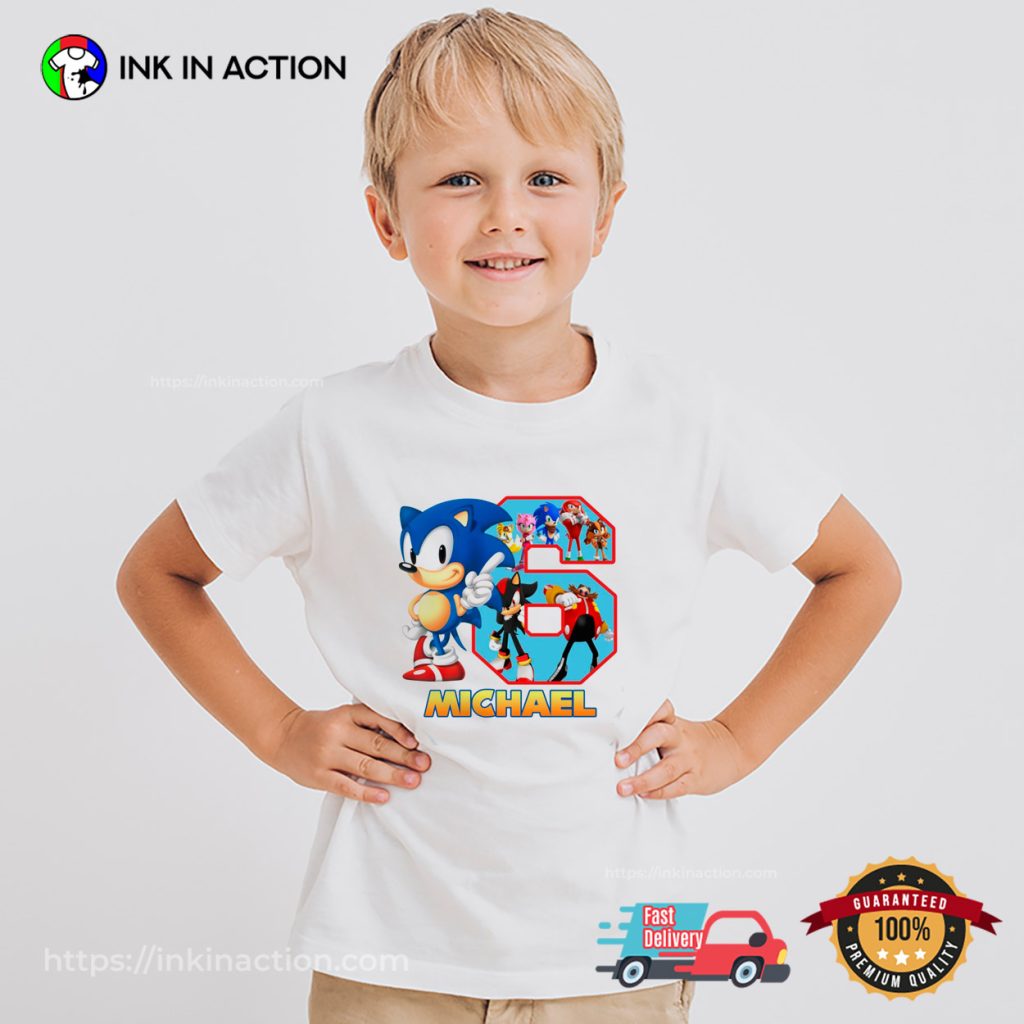 Custom Name And Age Sonic Birthday Shirt - Print your thoughts. Tell ...