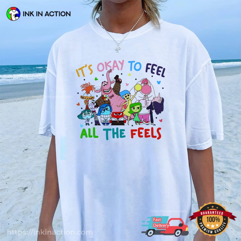 It's Okay To Feel All The Feels Disney Cartoon Mental Health Tee ...