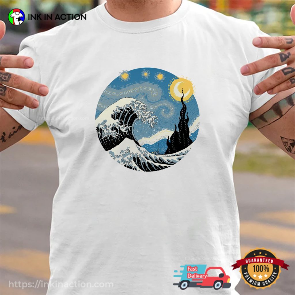 The Great Wave Starry Night Art T-shirt - Print your thoughts. Tell ...