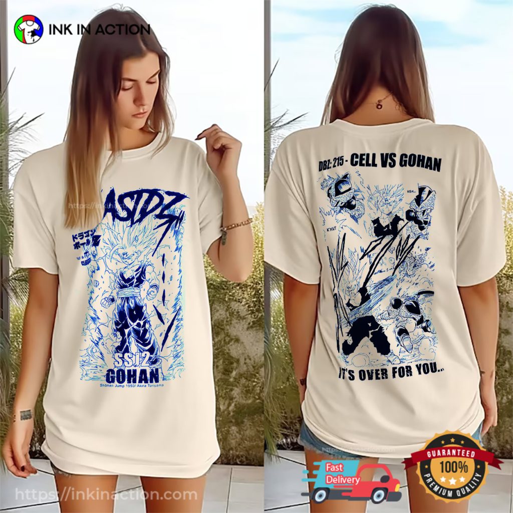 SSJ2 Cell Vs Gohan DBZ Shirt - Print your thoughts. Tell your stories.