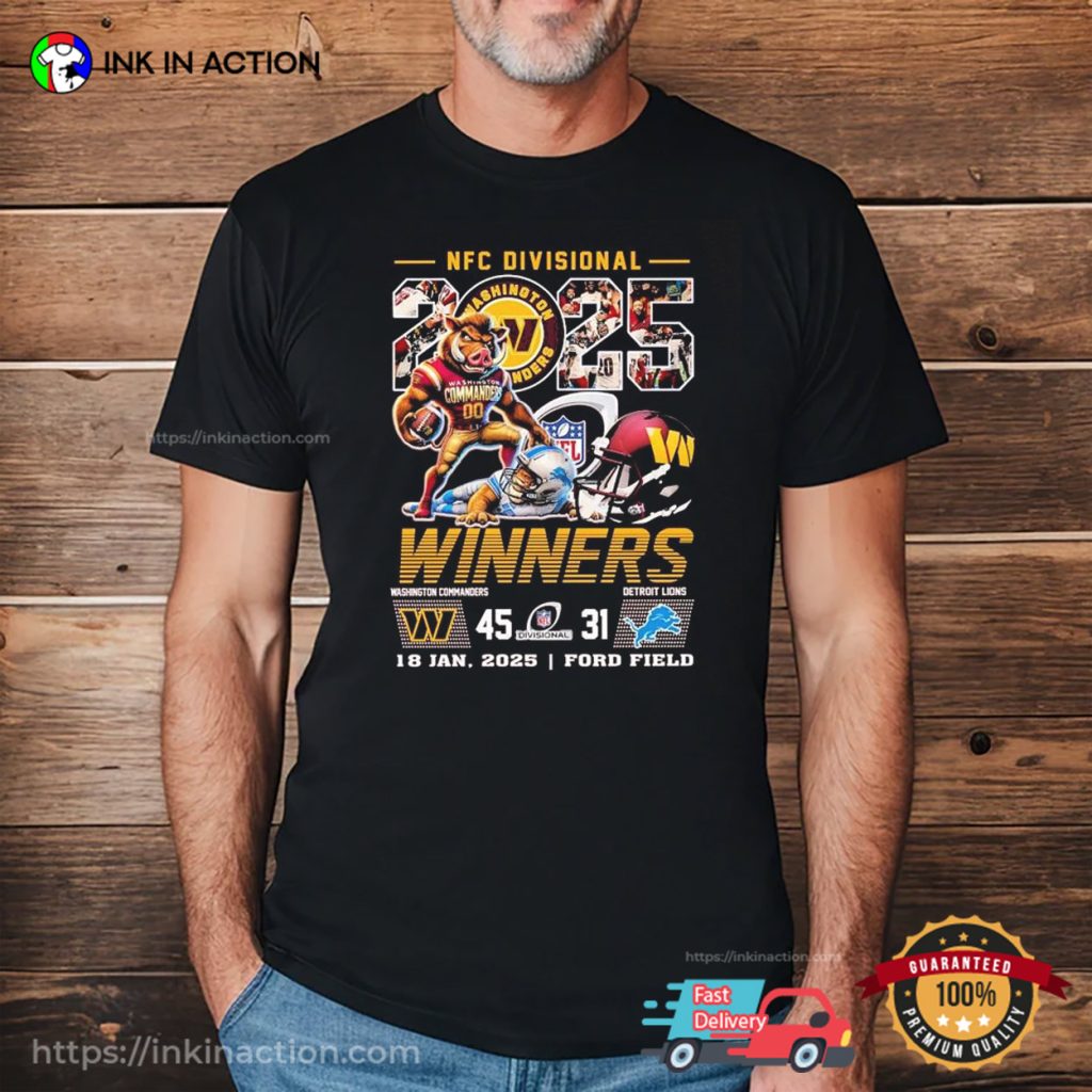 NFC Divisional 2025 Winners Washington Commanders Detroit Lions Shirt ...