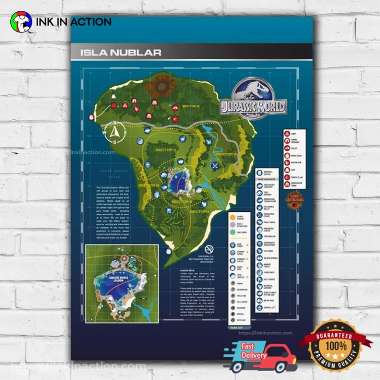 Jurassic World Camp Isla Nublar Map Wall Art - Print your thoughts ...
