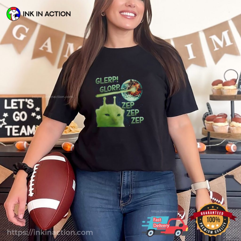 Glerp Glorp Funny Alien Cat Cat Meme Tee - Print your thoughts. Tell ...
