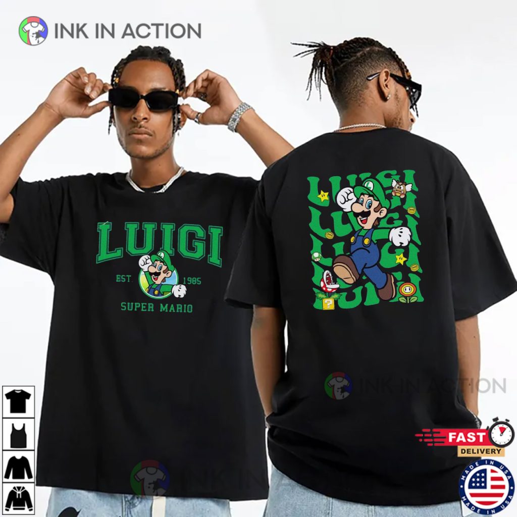 Luigi Est 1985 Super Mario Graphic 2 Sided T-shirt - Print your ...