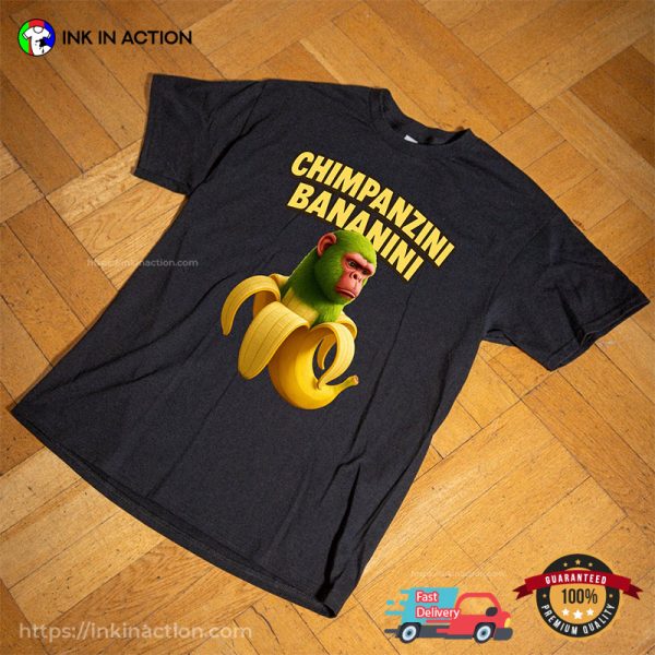 Chimpanzini Bananini Banana Monkey Funny Brainrot Meme T-shirt - Print ...