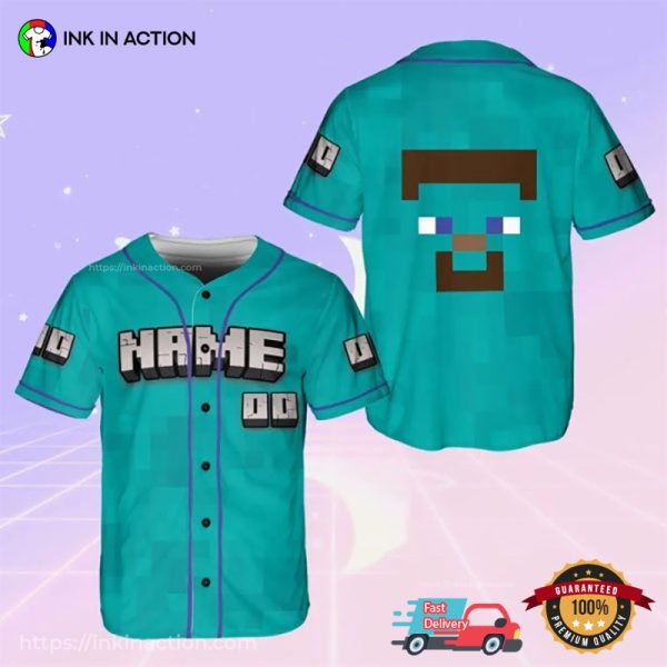 Customized Minecraft Steve Pixel Character Kids Baseball Jersey - Print ...