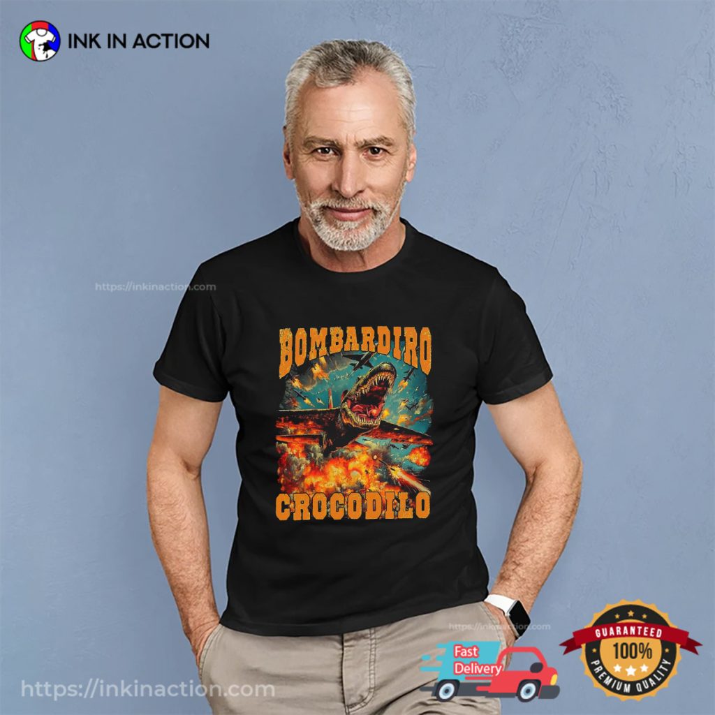 Vintage Bombardiro Crocodilo Brainrot Meme T-shirt - Print your ...