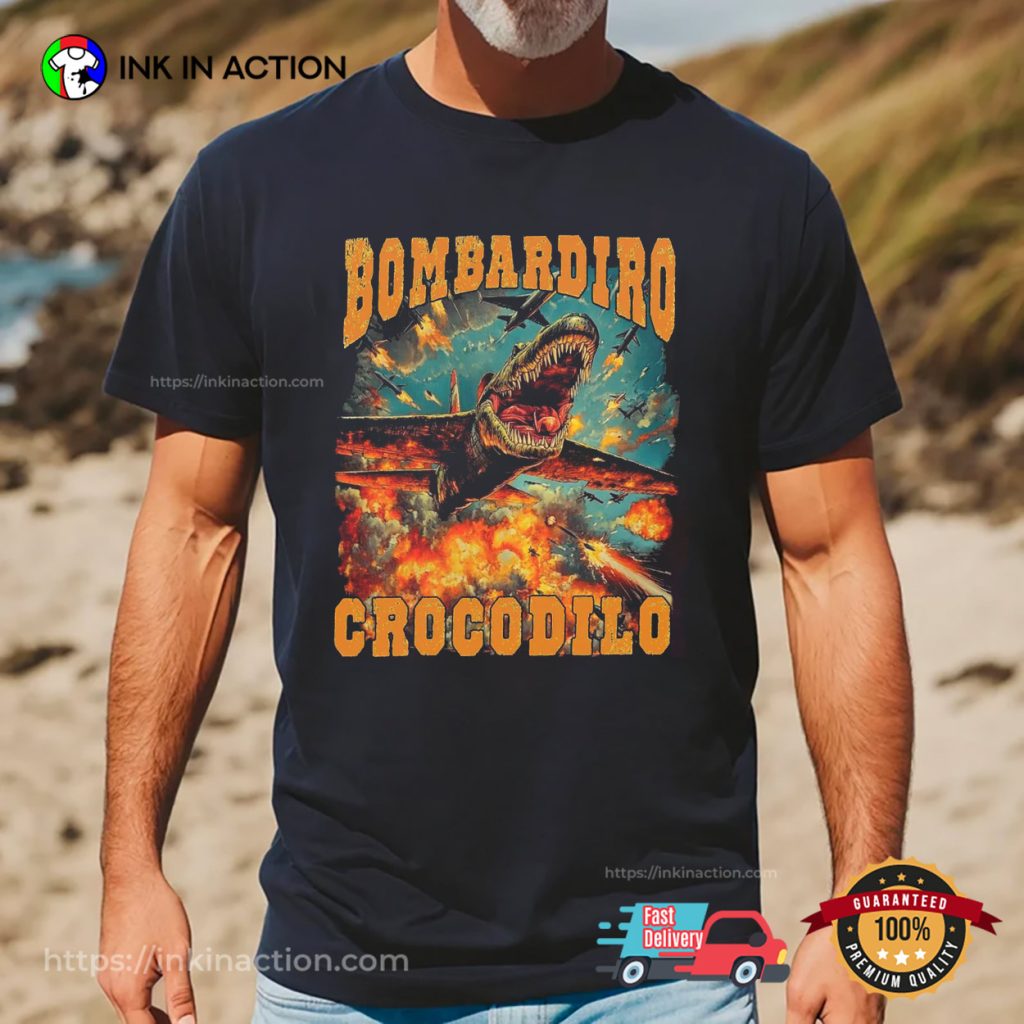 Vintage Bombardiro Crocodilo Brainrot Meme T-shirt - Print your ...