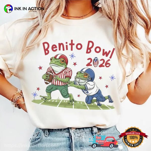 Benito Bowl 2026 Funny Frog Football Shirt - Print your thoughts. Tell ...